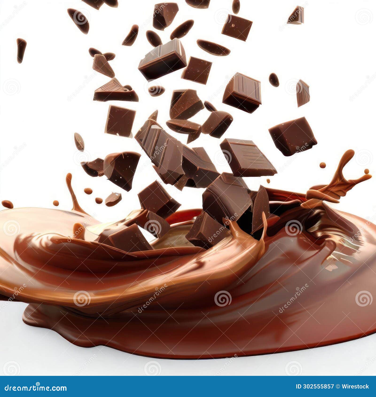 AI Generated Illustration of Some Chunks of Chocolate Falling into the ...