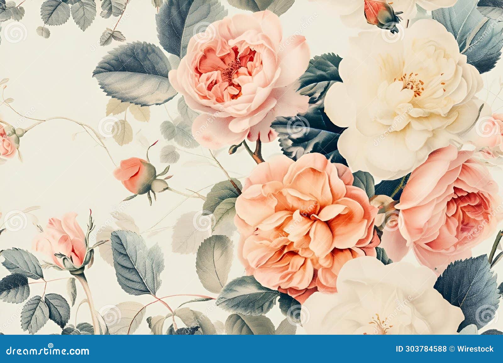 AI Generated Illustration of a Delicate and Serene Rose Pattern with a ...