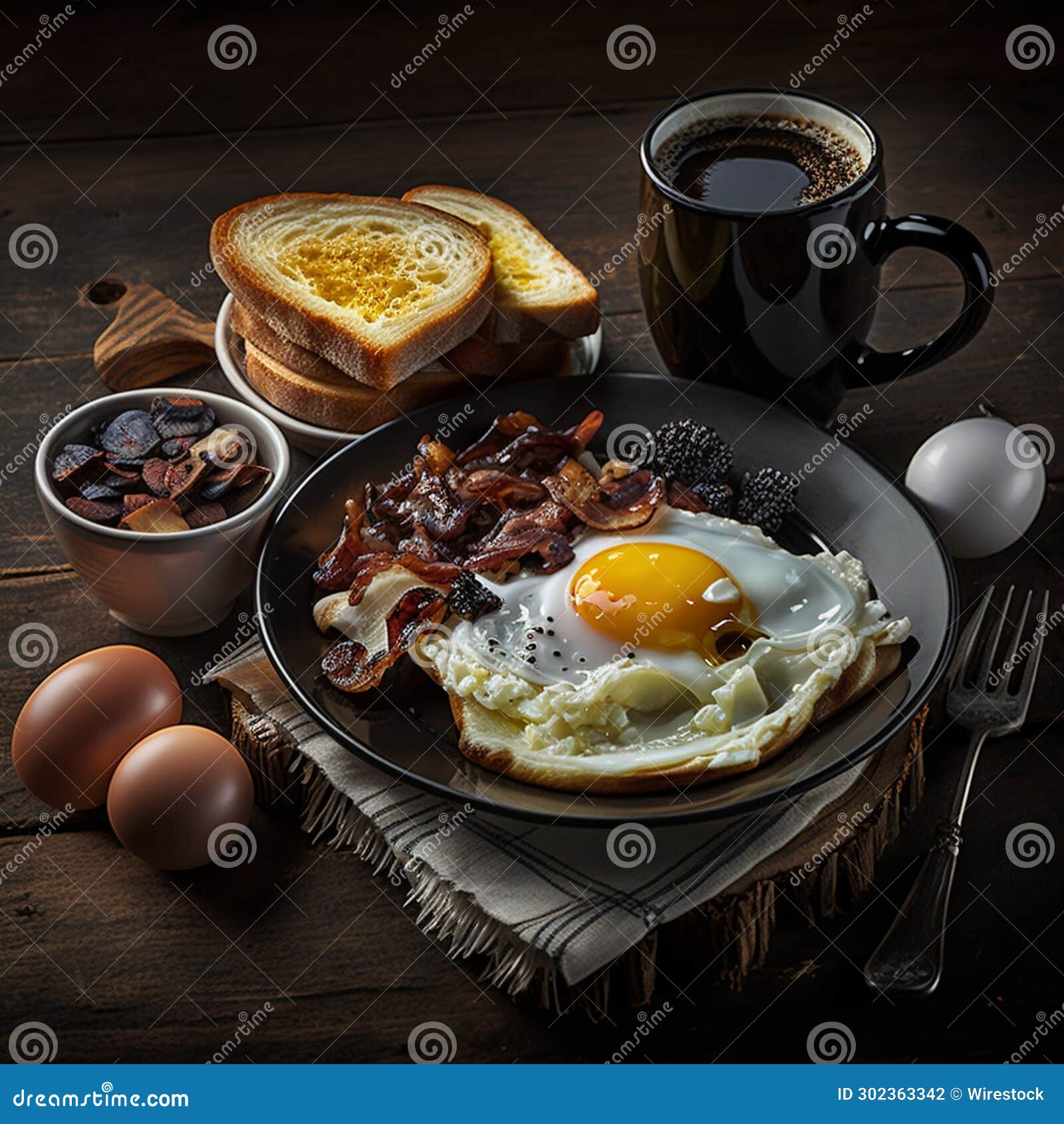 AI Generated Illustration of a Delicious Breakfast of Toasted Bread and ...