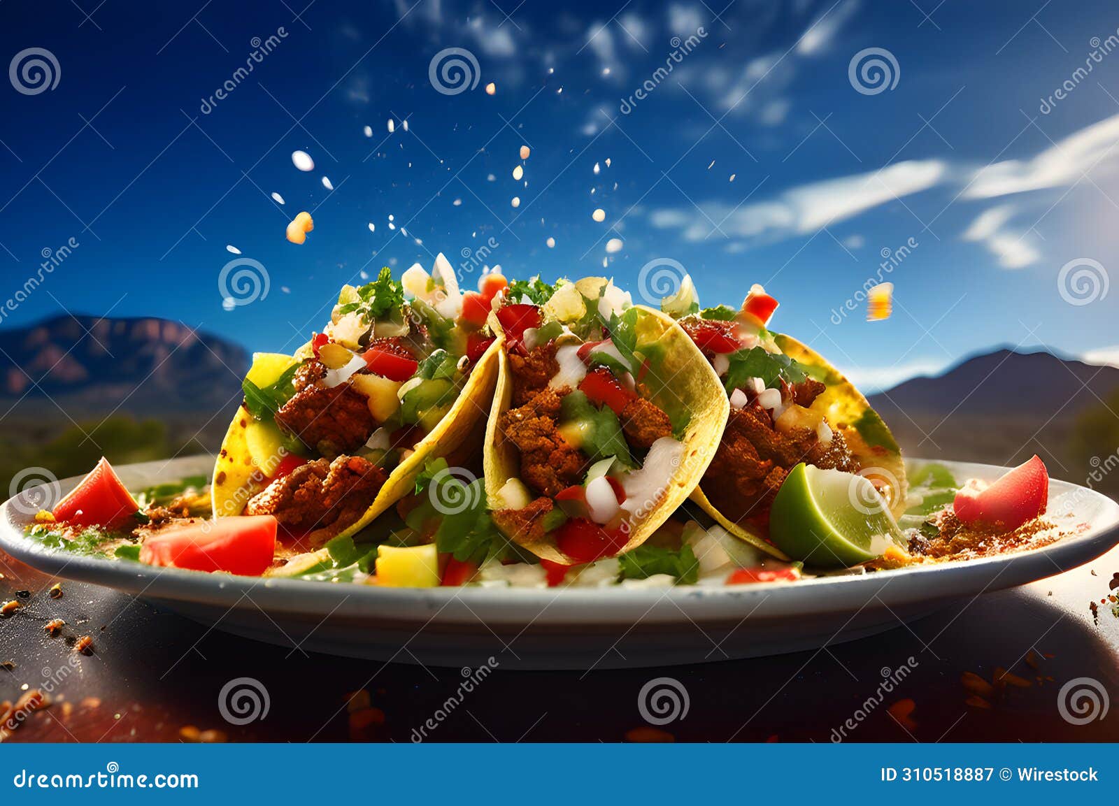 AI-generated Illustration of Delicious Tacos on a Plate Stock ...