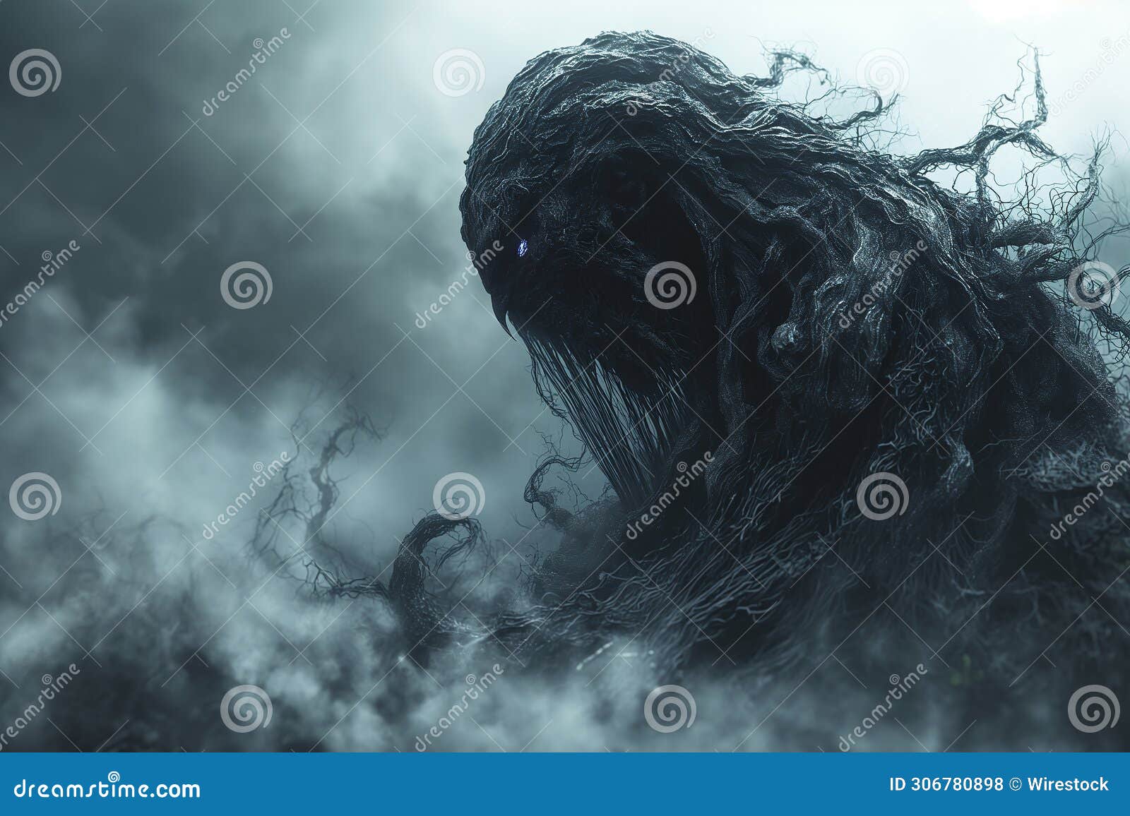 AI Generated Illustration of a Demonic Creature Surrounded by Billowing ...