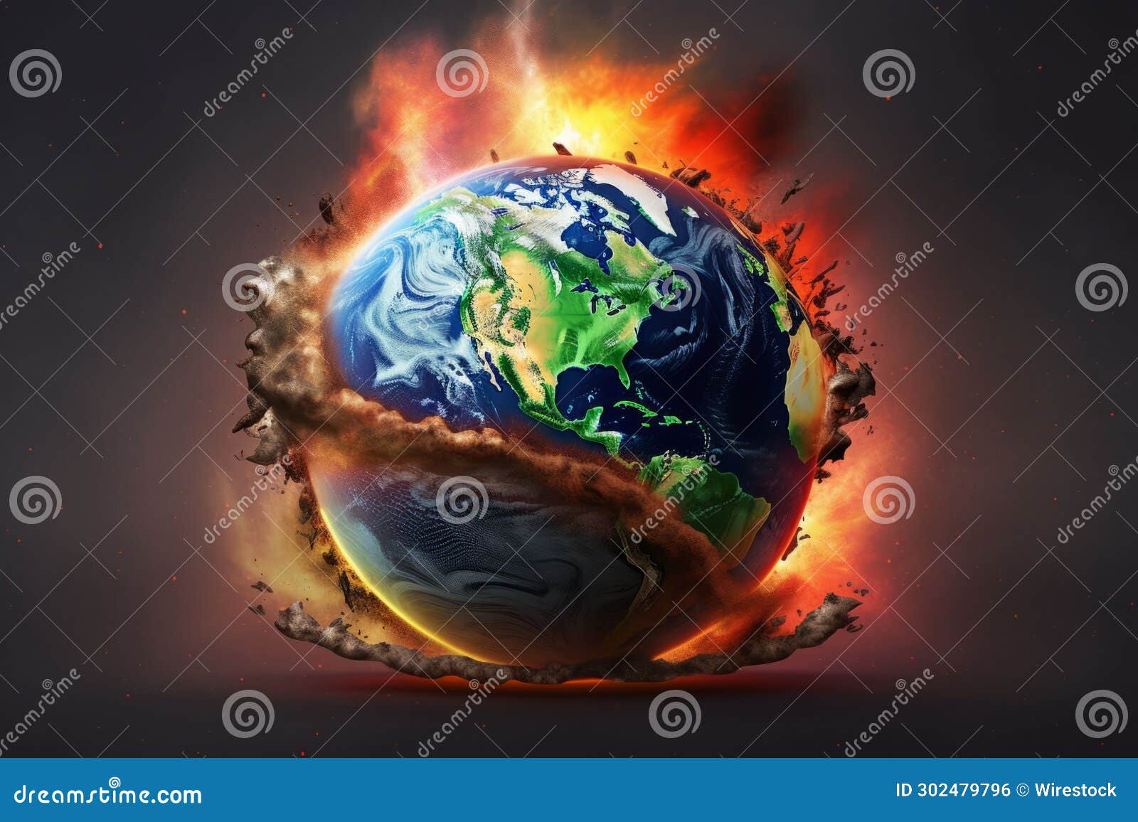 AI Generated Illustration of a Desolate Planet Earth Burning and ...