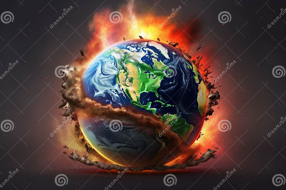 AI Generated Illustration of a Desolate Planet Earth Burning and ...