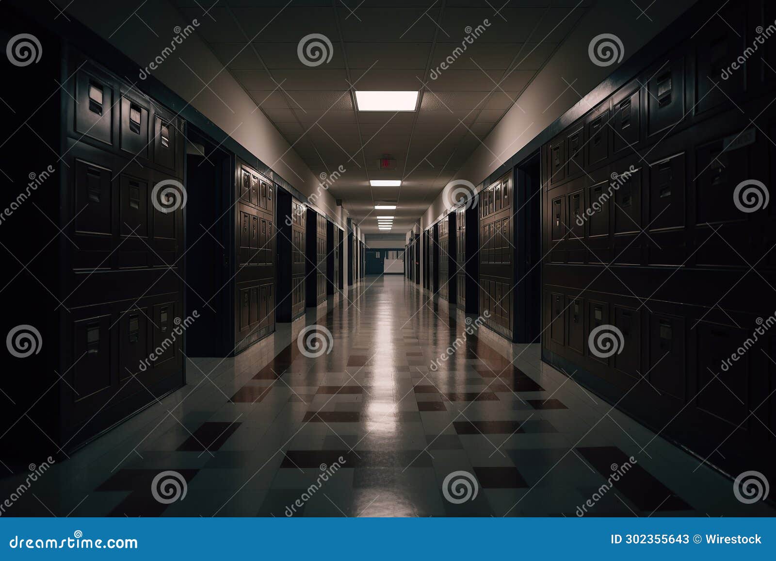 AI Generated Illustration of a Desolate School Hallway Filled with a ...