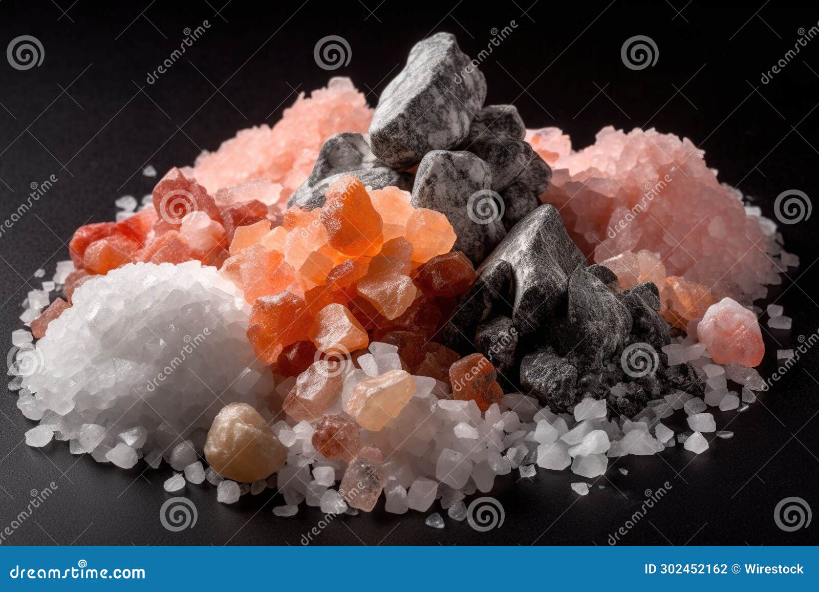AI Generated Illustration of Different Crystal Salt Types on the Table ...