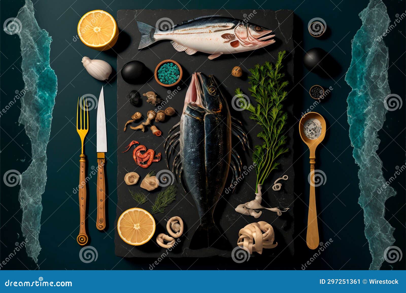AI Generated Illustration of Different Fresh Seafood on the Table Stock ...