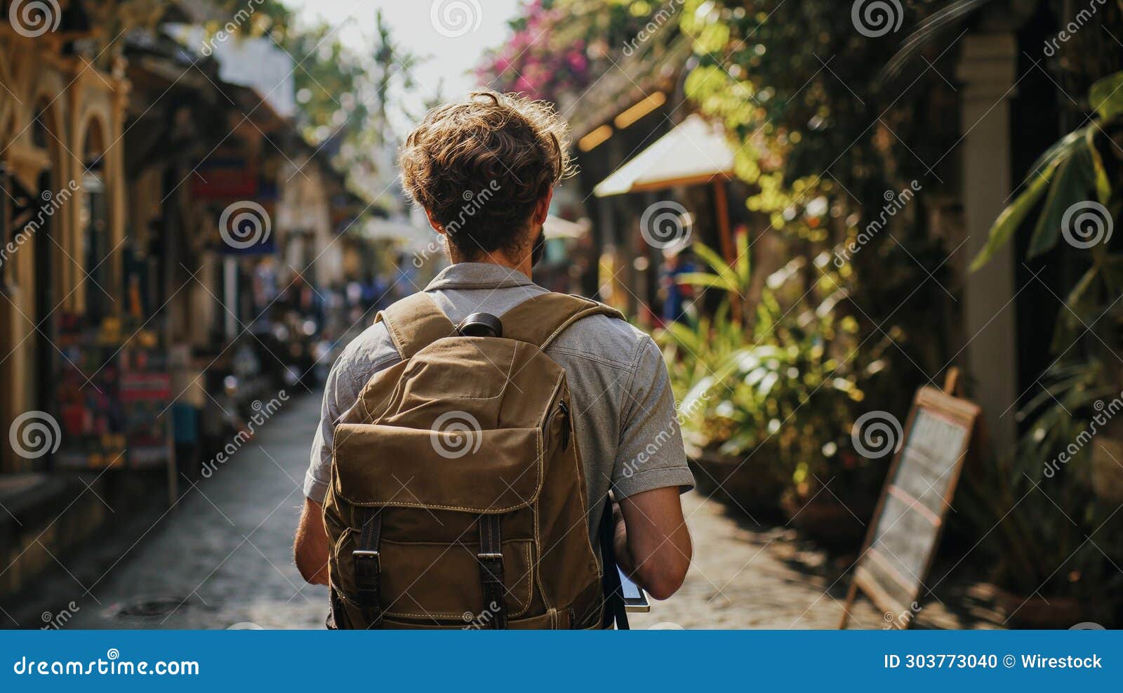 AI Generated Illustration of a Digital Nomad Backpacker Walking in Bali ...