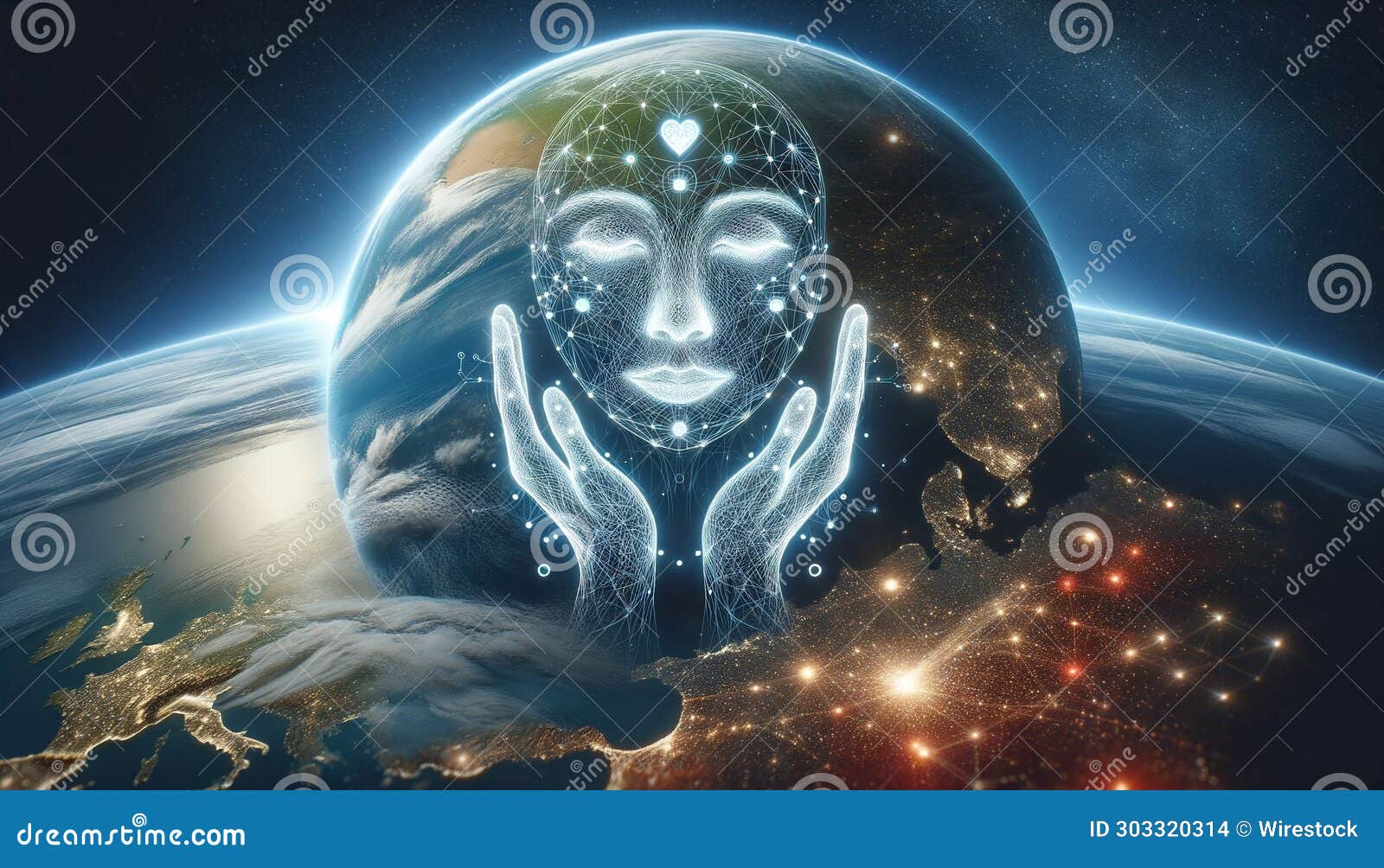 AI Generated Illustration of a Divine Figure with Stars on Its Forehead ...
