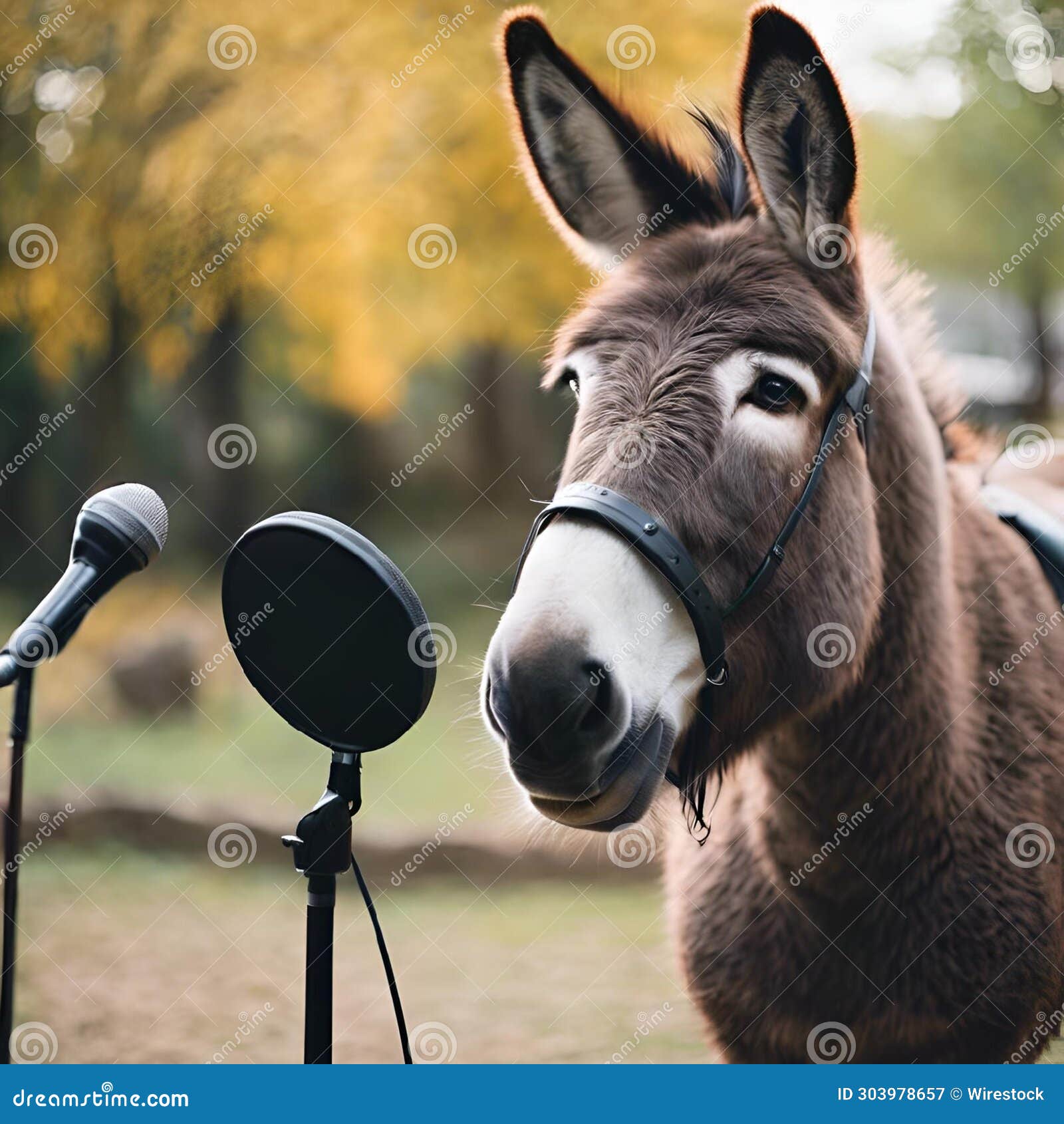 AI Generated Illustration of a Donkey Singing with a Professional ...
