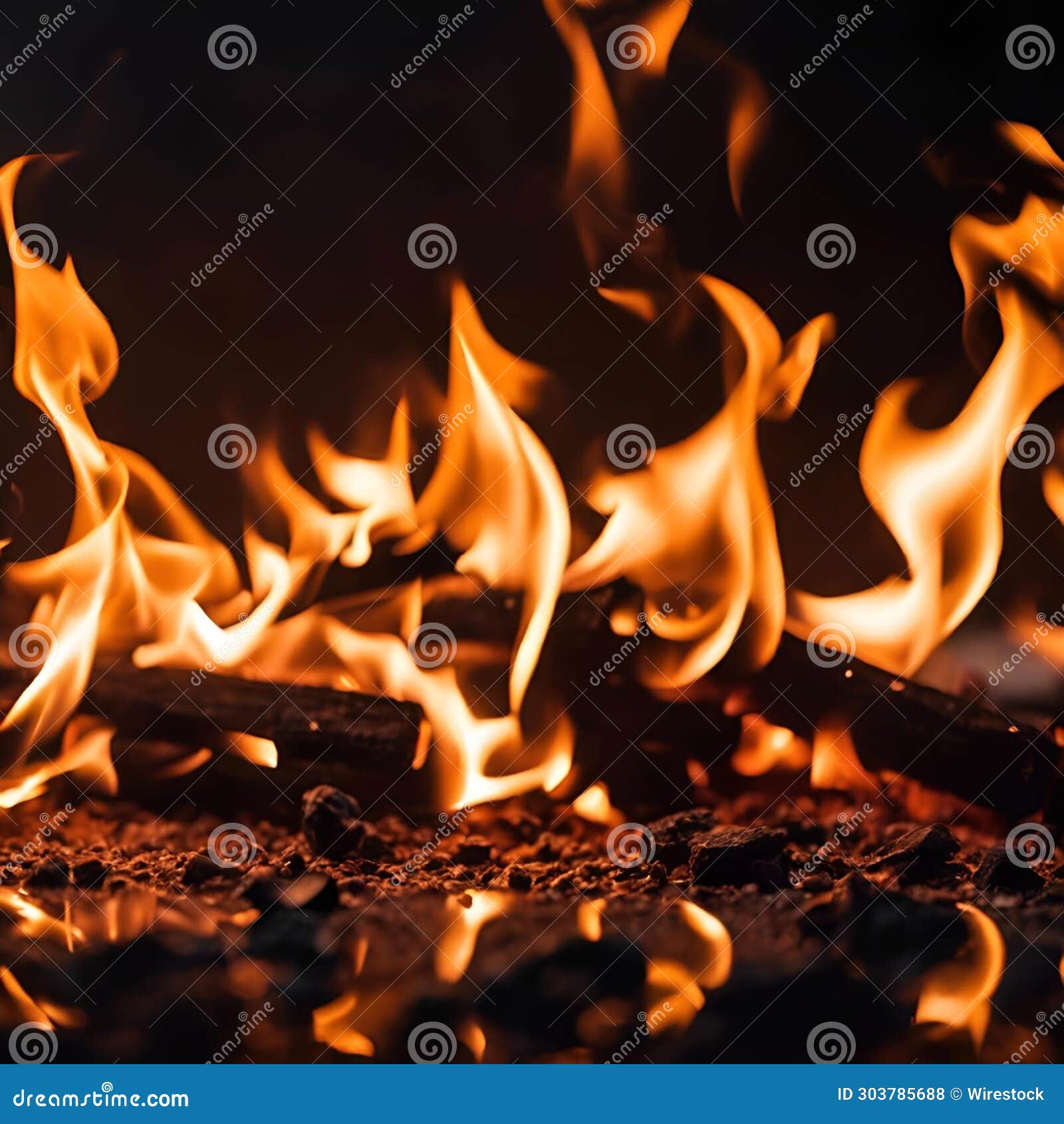AI Generated Illustration of a Dramatic Blazing Fire in a Dark ...