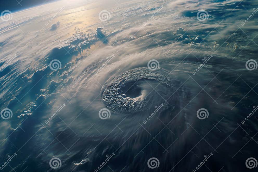 AI-generated Illustration of a Dramatic Space View of a Hurricane Stock ...