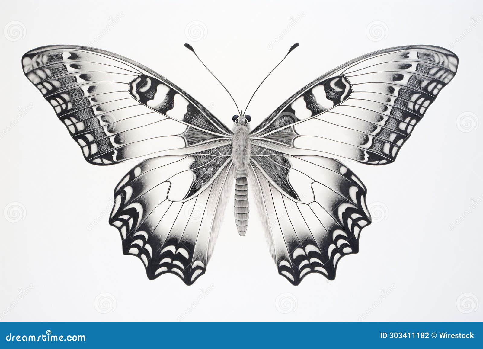 AI Generated Illustration of a Drawing of a Butterfly in Grayscale ...