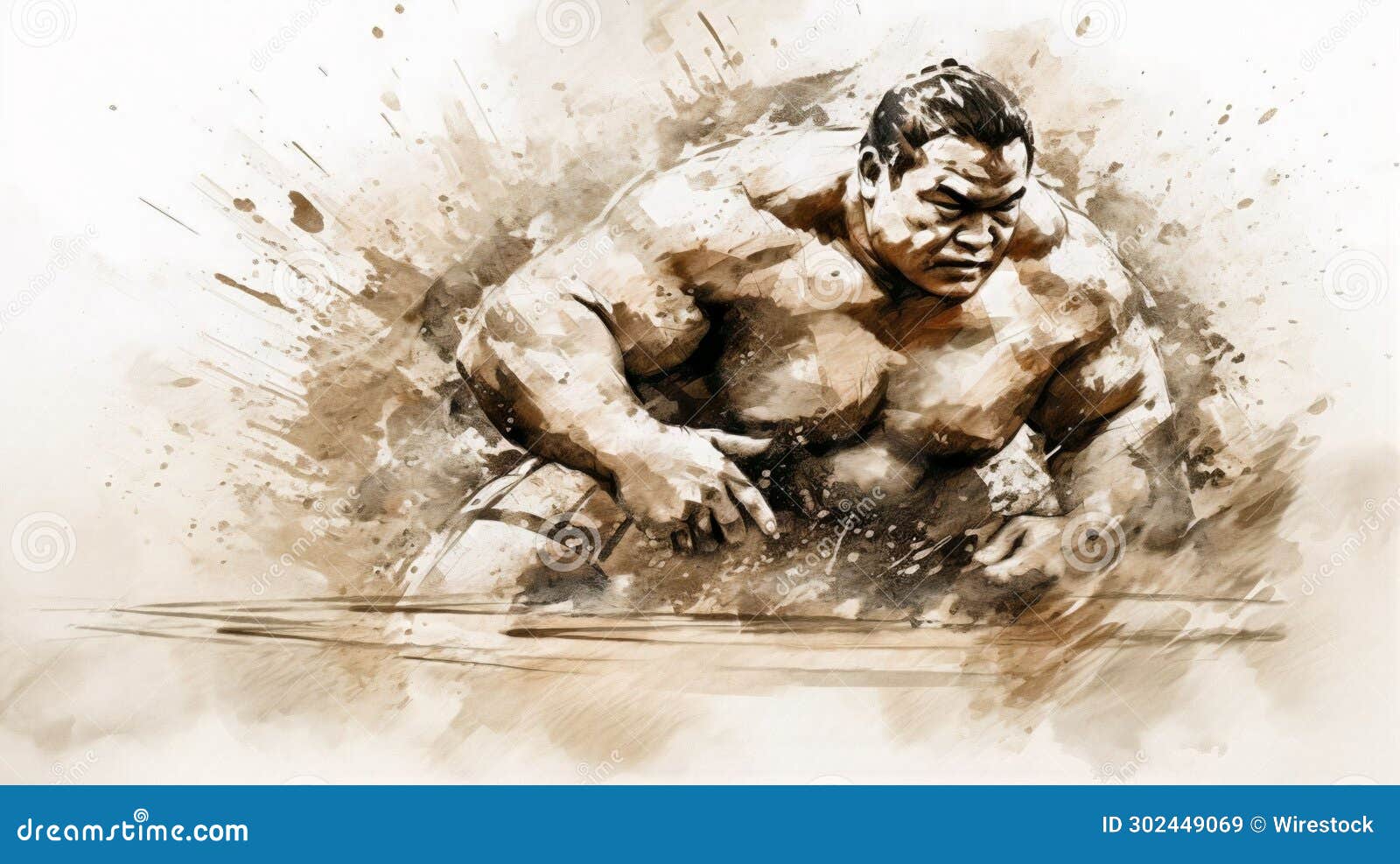 AI-generated Illustration of a Drawing of a Sumo Wrestler Standing in ...