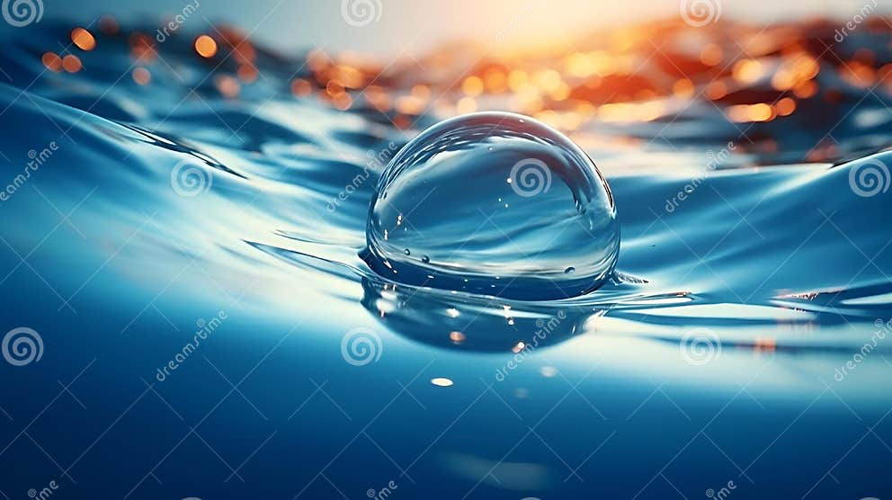 AI Generated Illustration of a Droplet Floating in the Water Stock ...