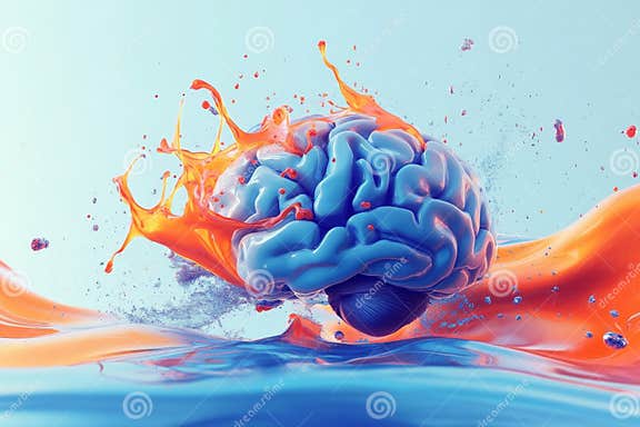 Dynamic Clash of Fire Water Merging Brain Structure in Surreal ...