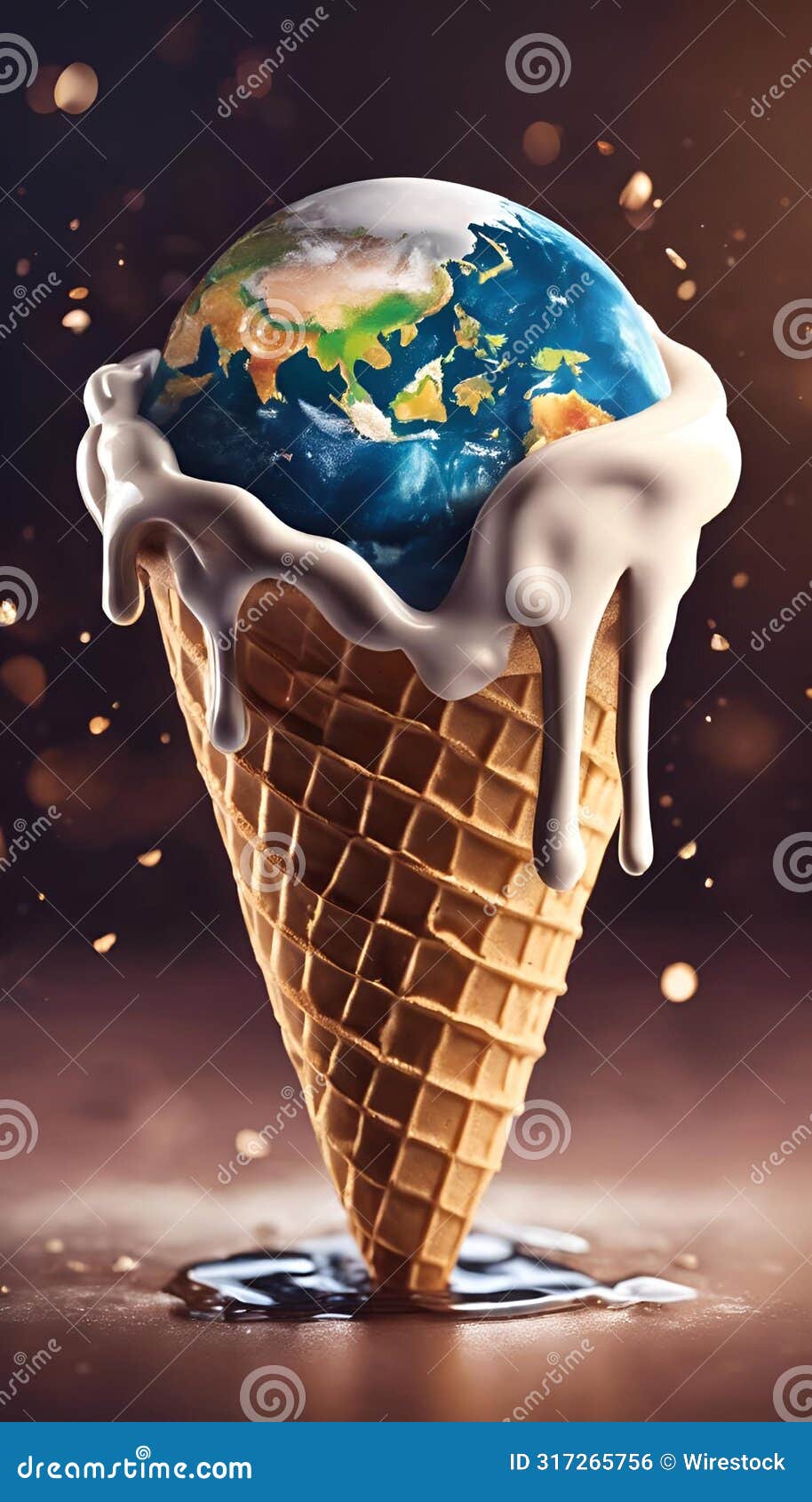 AI Generated Illustration of Earth Melting in an Ice Cream Cone ...