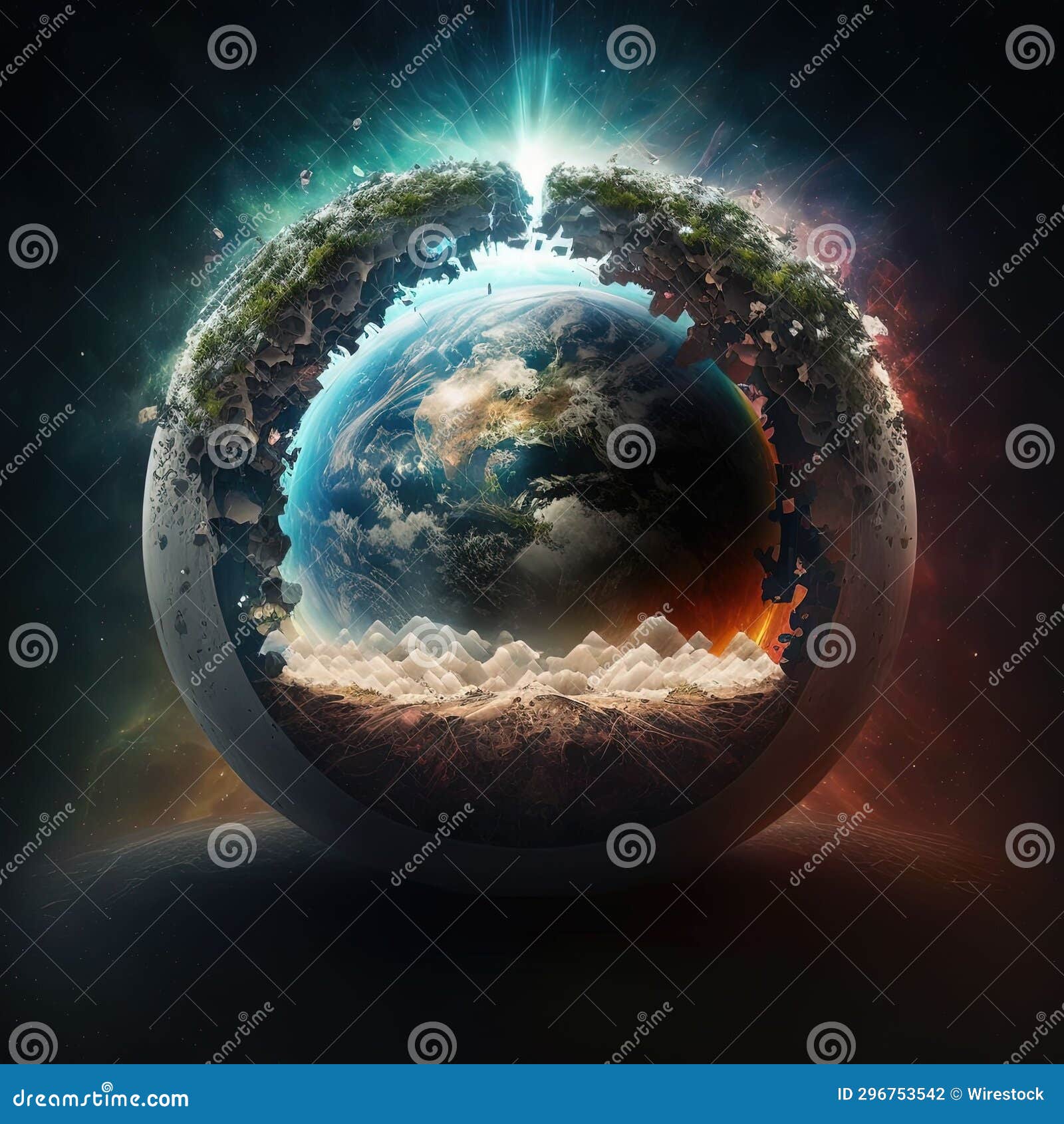 AI Generated Illustration of the Earth Seen Behind a Round Frame of ...