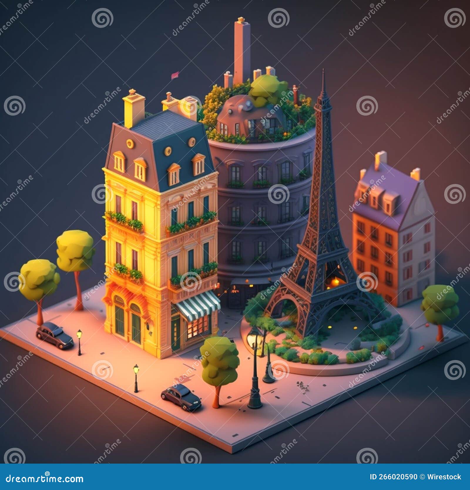 AI Generated Illustration of Eiffel Tower and Buildings Around Stock ...