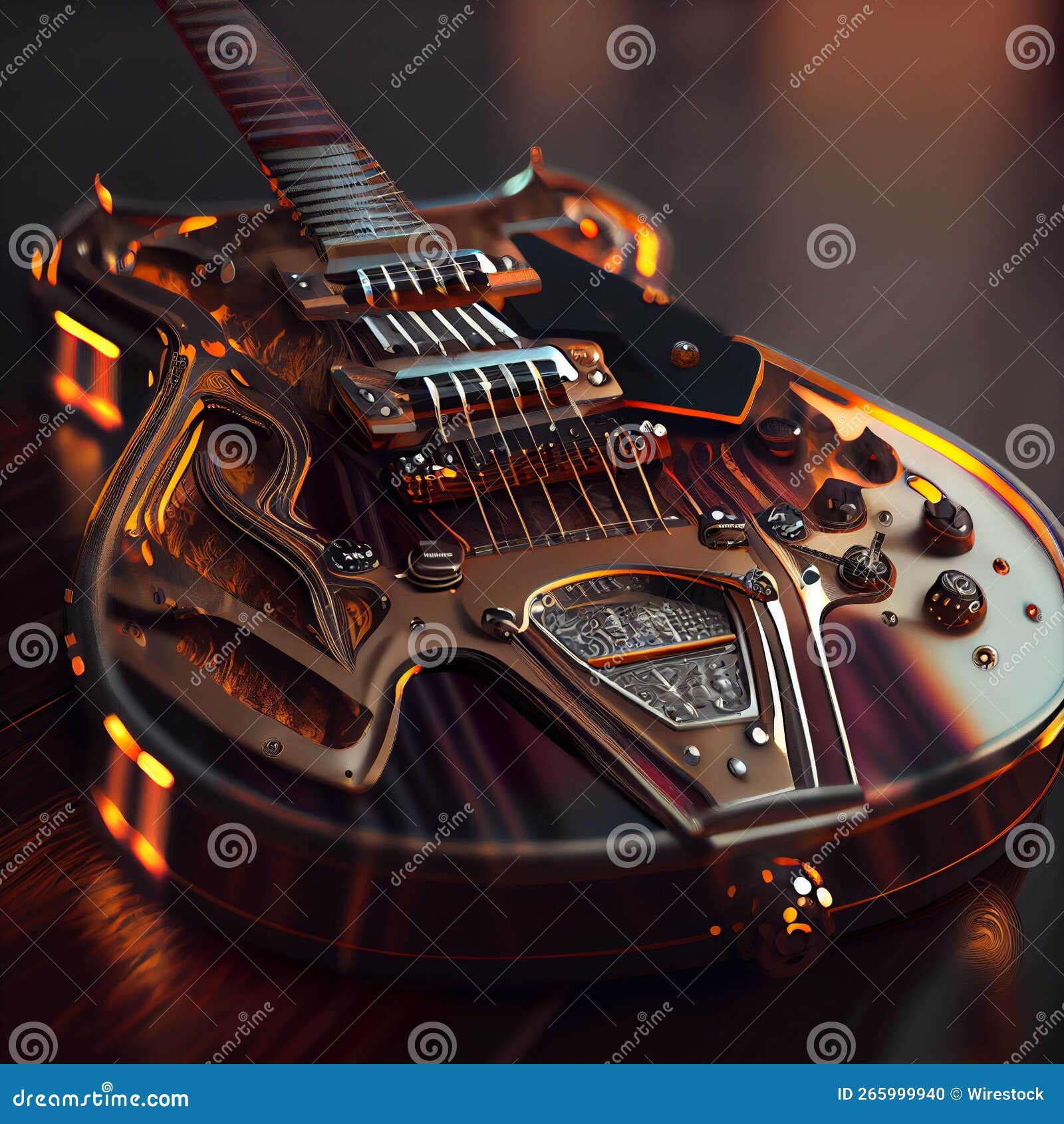 AI Generated Illustration of an Electric Guitar. Stock Illustration ...