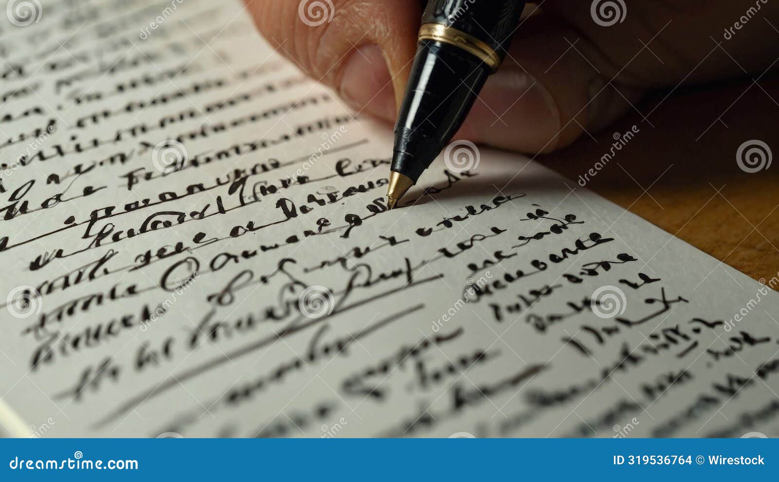 AI Generated Illustration of an Elegant Cursive Script on Paper Stock ...