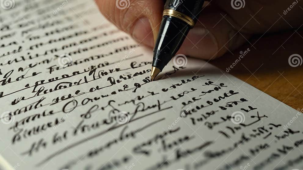 AI Generated Illustration of an Elegant Cursive Script on Paper Stock ...