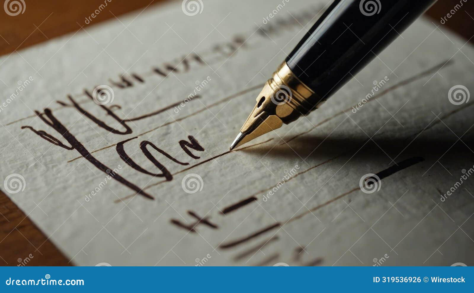 AI Generated Illustration of an Elegant Cursive Script on Paper Stock ...