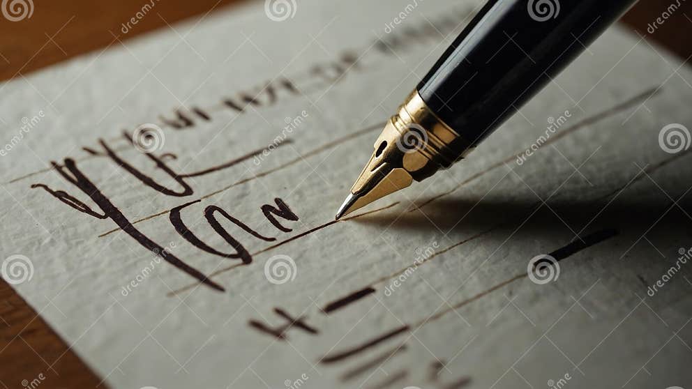 AI Generated Illustration of an Elegant Cursive Script on Paper Stock ...
