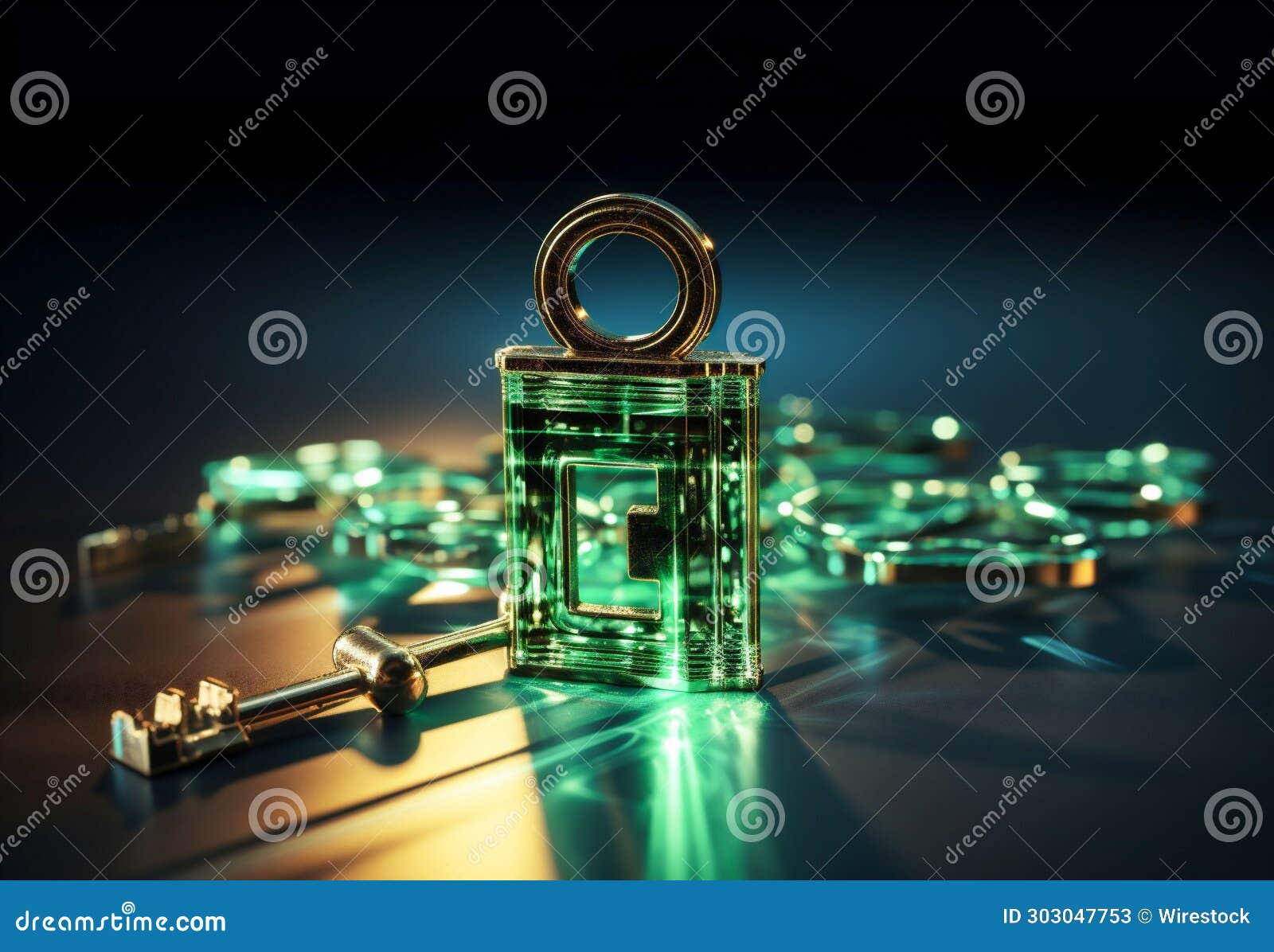 AI Generated Illustration of an Emerald-green Lockpad for Cyber ...