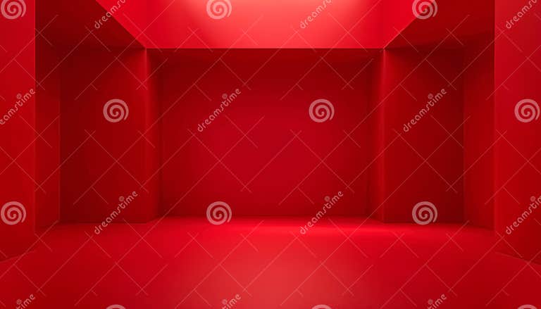 AI Generated Illustration of an Empty Red Room with a Glowing Light on ...
