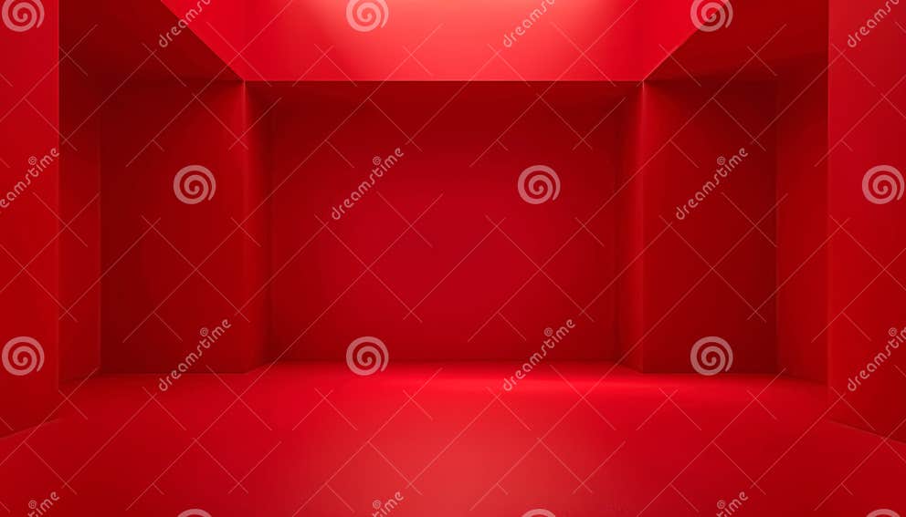 AI Generated Illustration of an Empty Red Room with a Glowing Light on ...