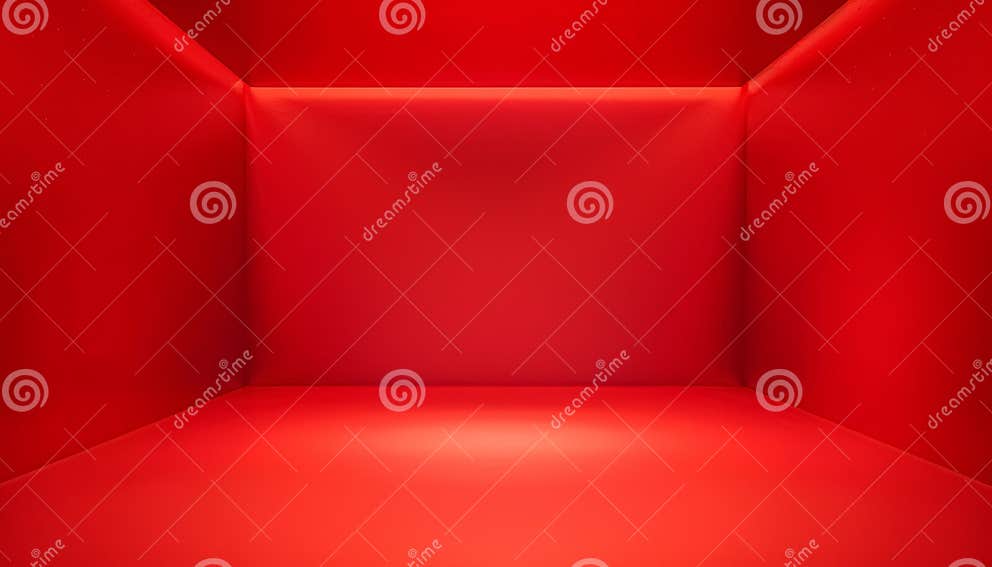 AI Generated Illustration of an Empty Red Room with a Glowing Light on ...