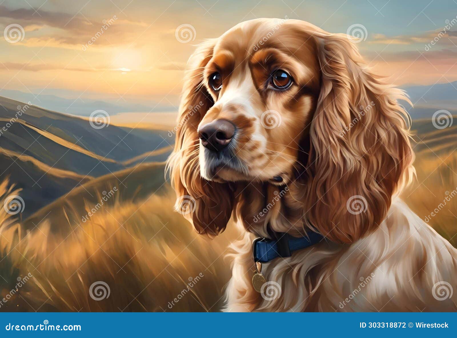 AI Generated Illustration of a English Cocker Spaniel Dog Portrait ...