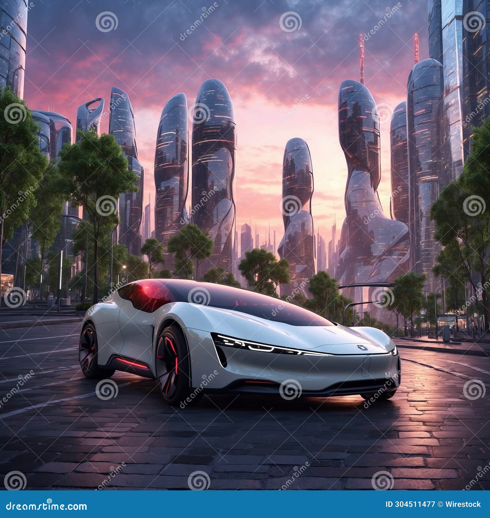 AI Generated Illustration of Environmentally Friendly Electric Car from ...