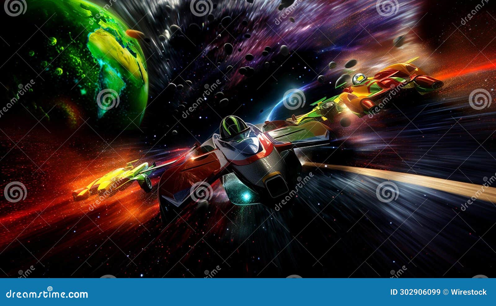AI Generated Illustration of an Epic Space Scene Featuring a Jet and a ...