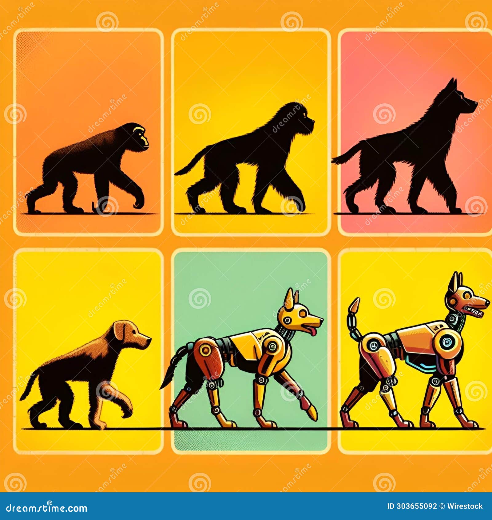 AI Generated Illustration of the Evolution of a Dog To a Robotic Figure ...