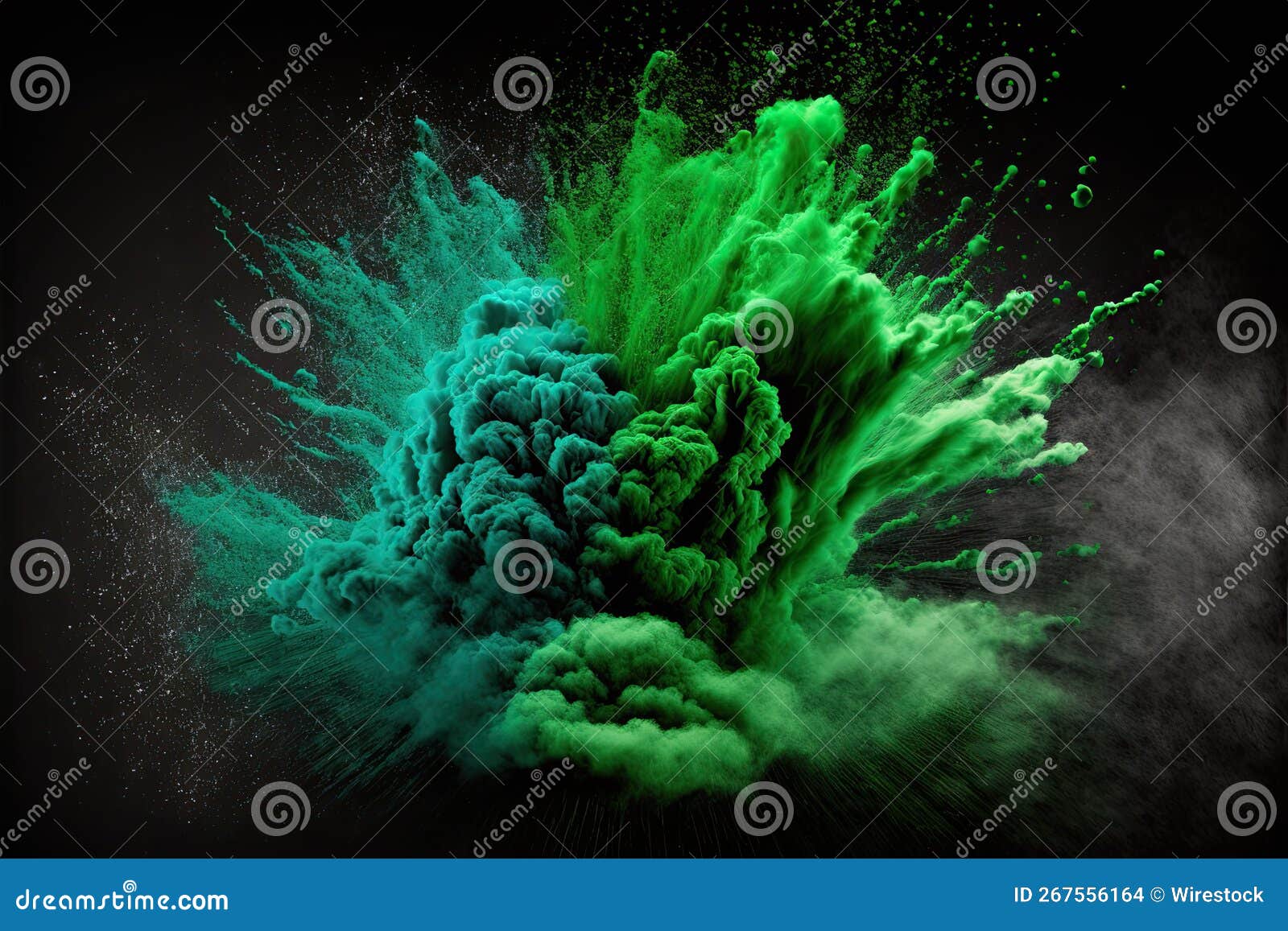 AI Generated Illustration of an Explosion of Blue and Greencolors on a ...