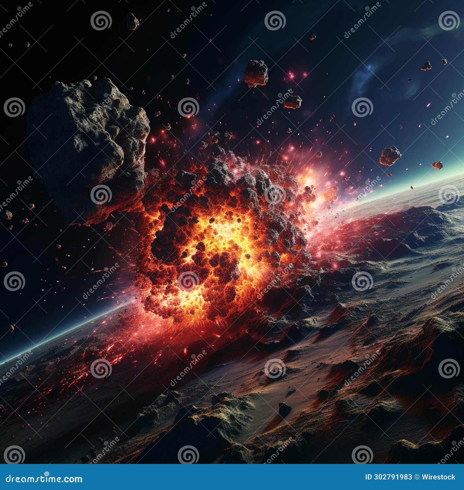 AI Generated Illustration of an Explosion on the Earth Stock ...