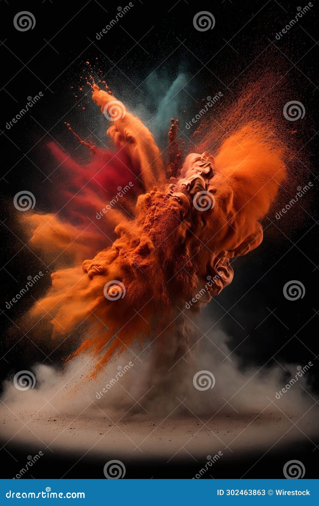 AI Generated Illustration of an Explosion of Vibrant Powder Against a ...