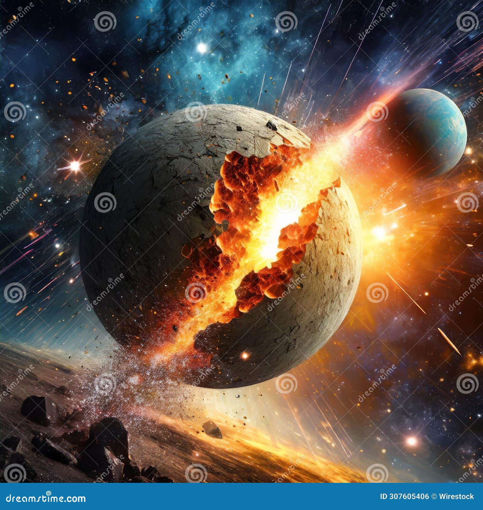 AI Generated Illustration of an Explosive Burst Emanating from a Planet ...