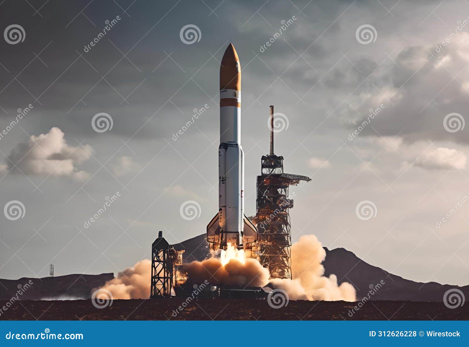 AI Generated Illustration of a Falcon Rocket Launching Stock Illustration - Illustration of ...