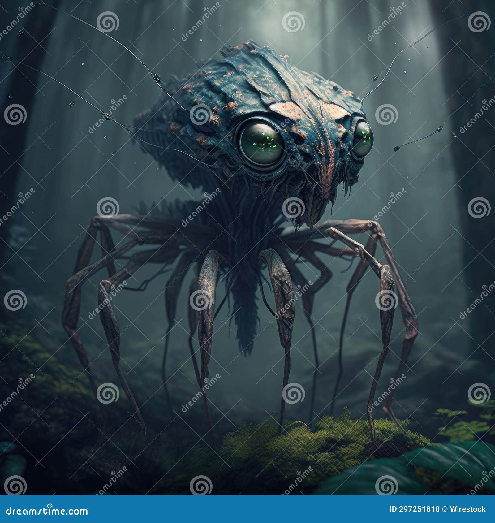 Fantasy Spider With Shadow On The Floor - Sideview From Left On White ...