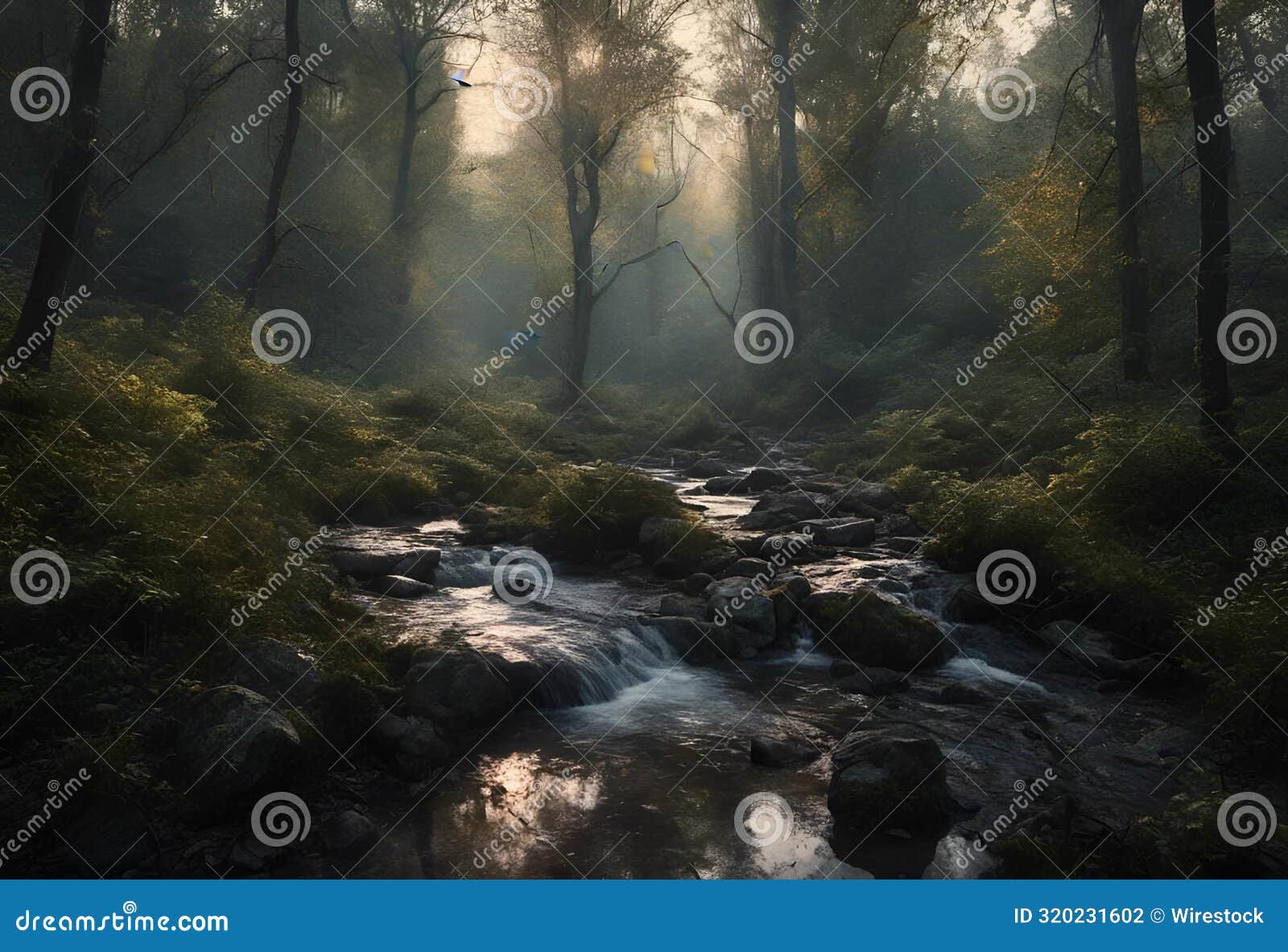 AI Generated Illustration of a Fast-flowing Stream with Rapids ...