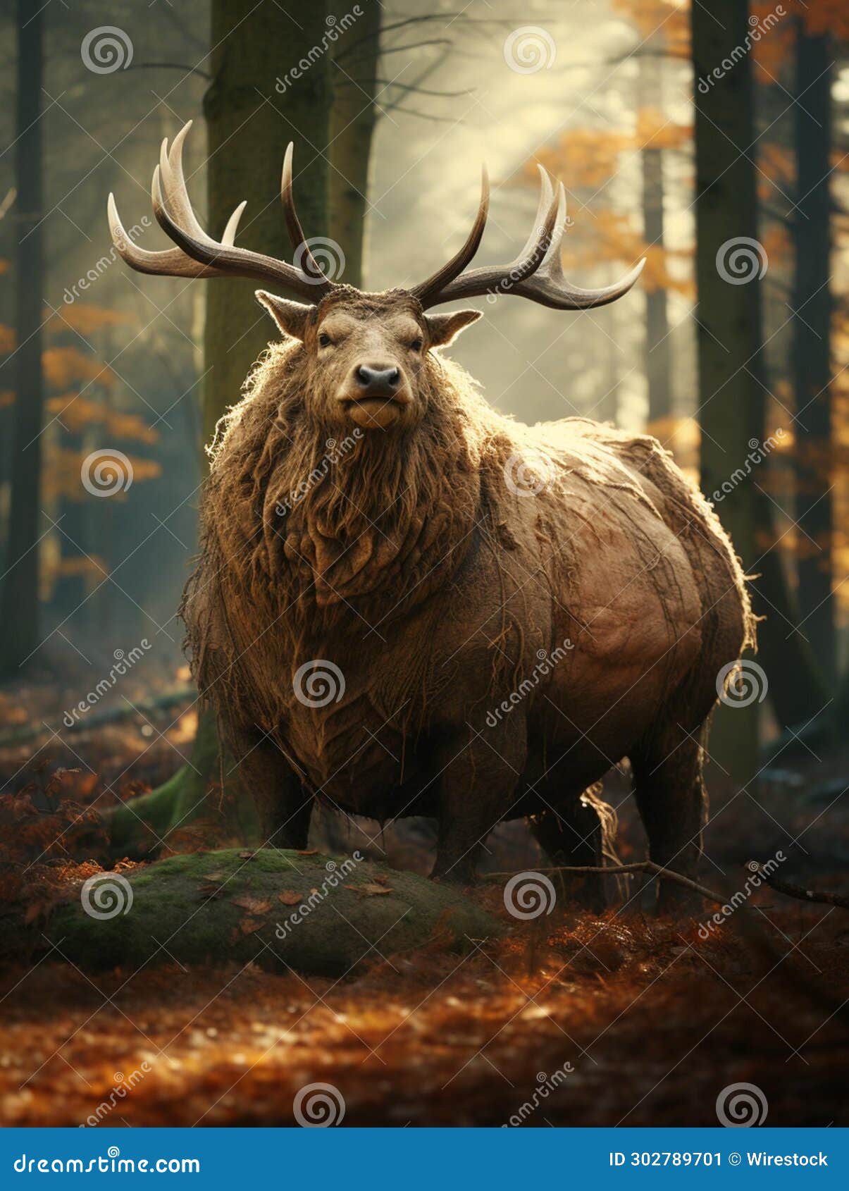 AI Generated Illustration of a Fat Deer in a Forest Stock Illustration ...