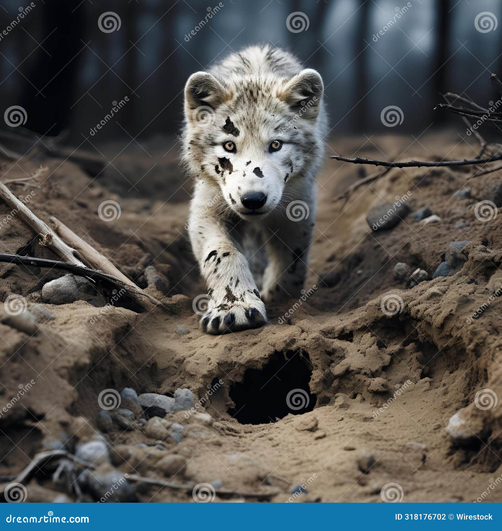 AI Generated Illustration of a Fearless White Wolf Walking Stock ...