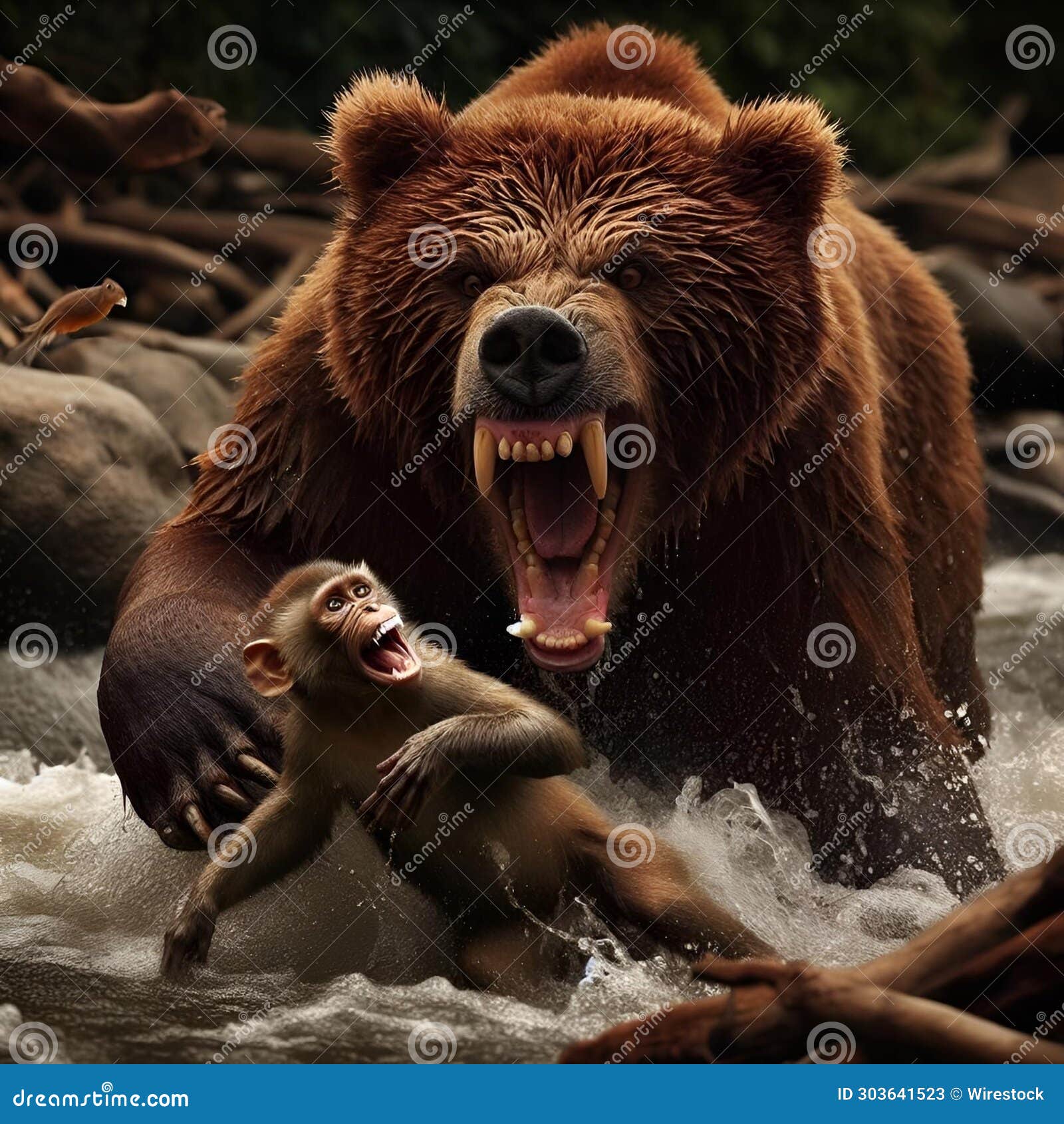 AI Generated Illustration of a Ferocious Predator Bear Attacking a ...