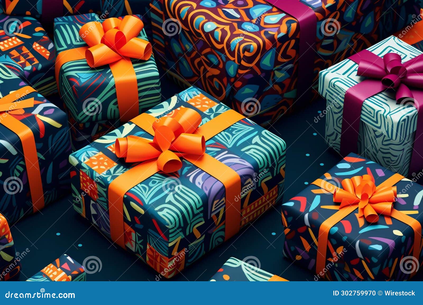AI Generated Illustration of a Festive Display of Assorted Gift Boxes ...