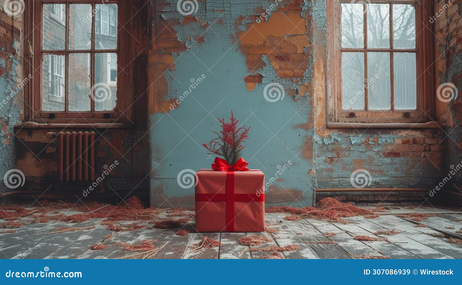 AI Generated Illustration of a Festive Present in a Room Against ...