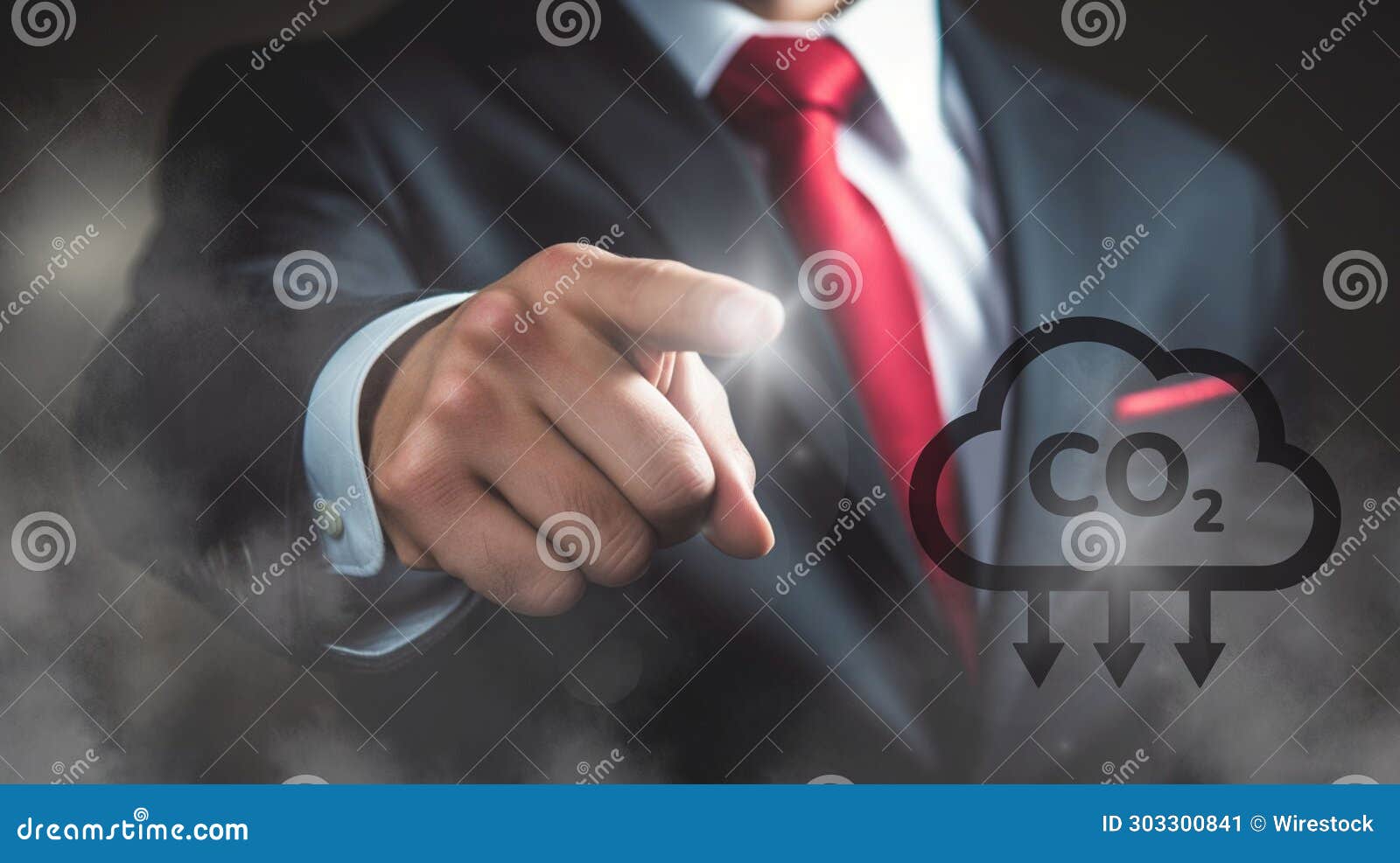 Finger Points CO2 Cloud Pollution Problem, Generated AI Stock ...