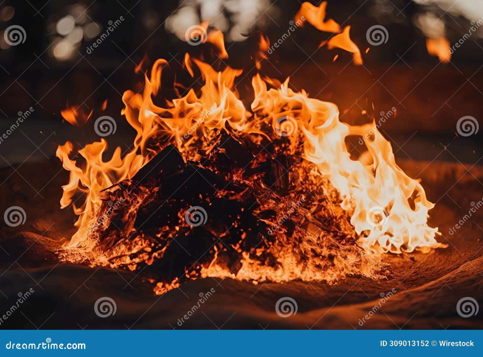 AI Generated Illustration of a Fire on the Ground Stock Illustration ...