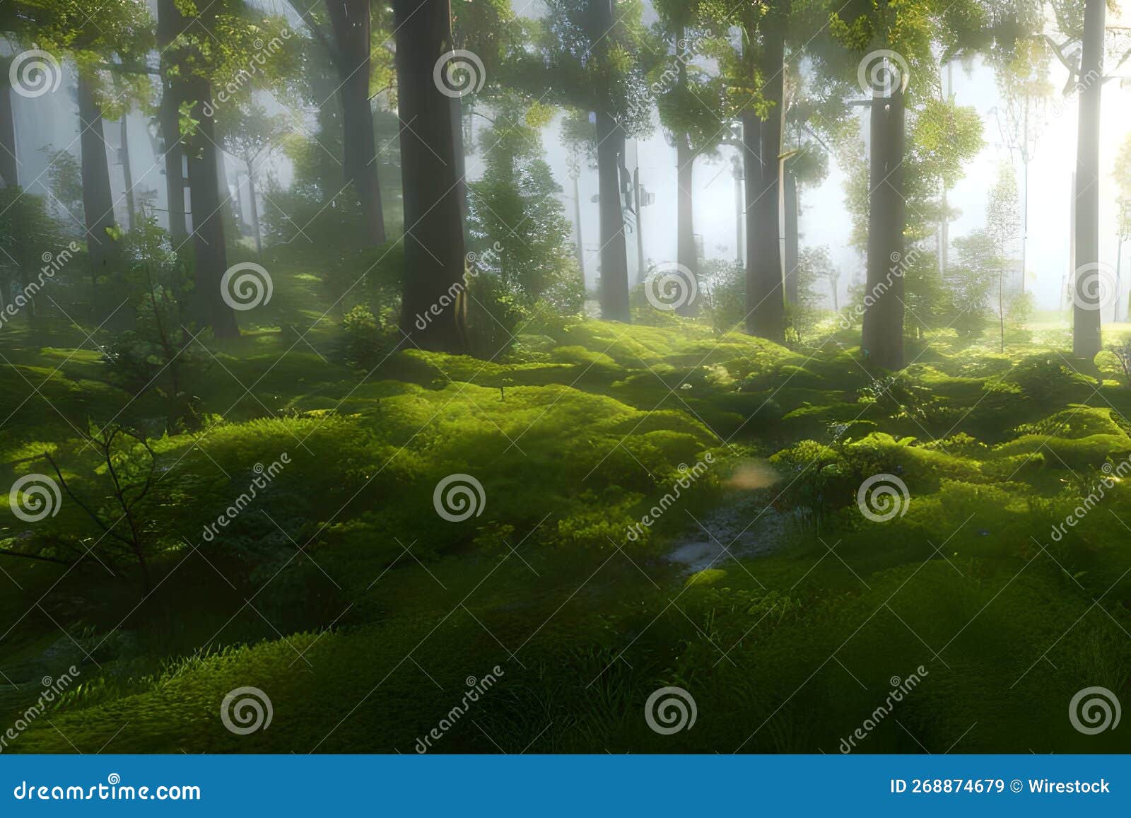 AI Generated Illustration of a Forest Covered in Greenery Stock ...